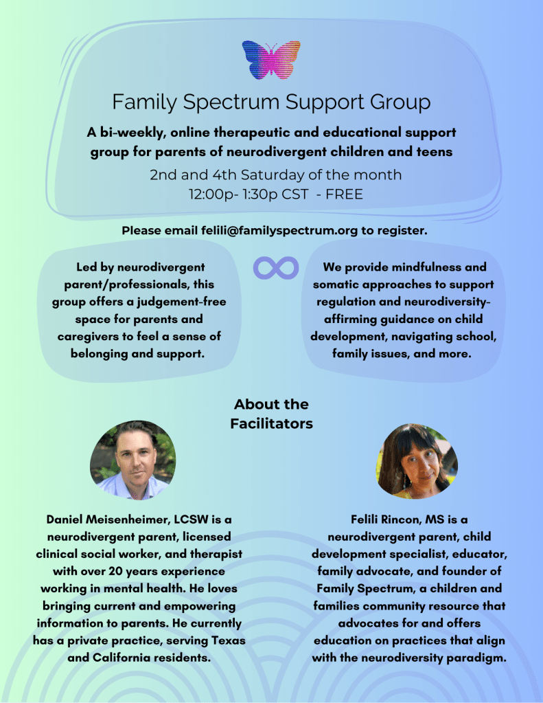 Family Spectrum Support Group (online) – Family Spectrum